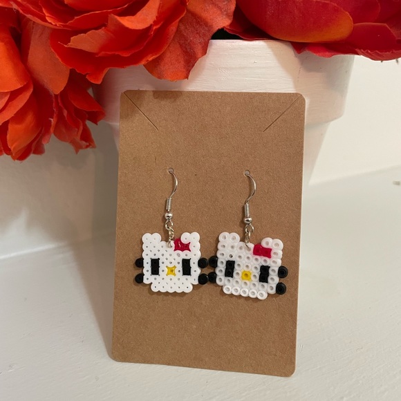 Hand Crafted | Jewelry | Perler Bead Hello Kitty Earrings | Poshmark